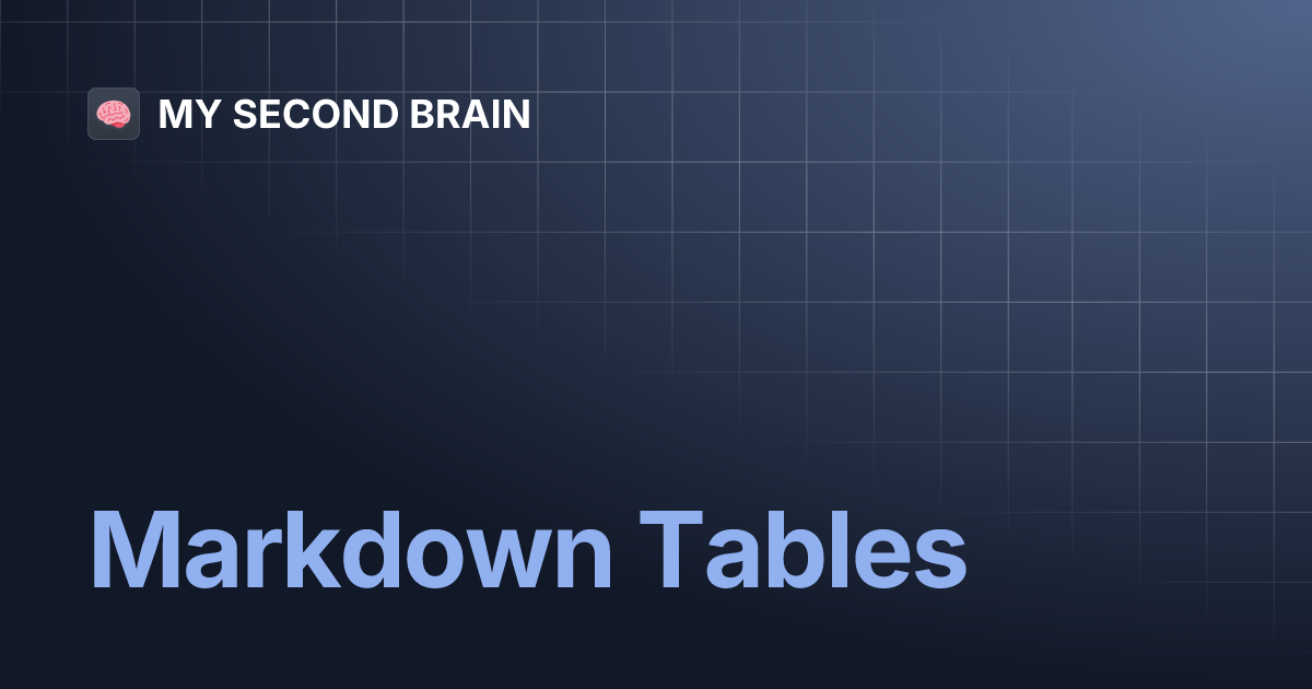 Markdown Tables | MY SECOND BRAIN